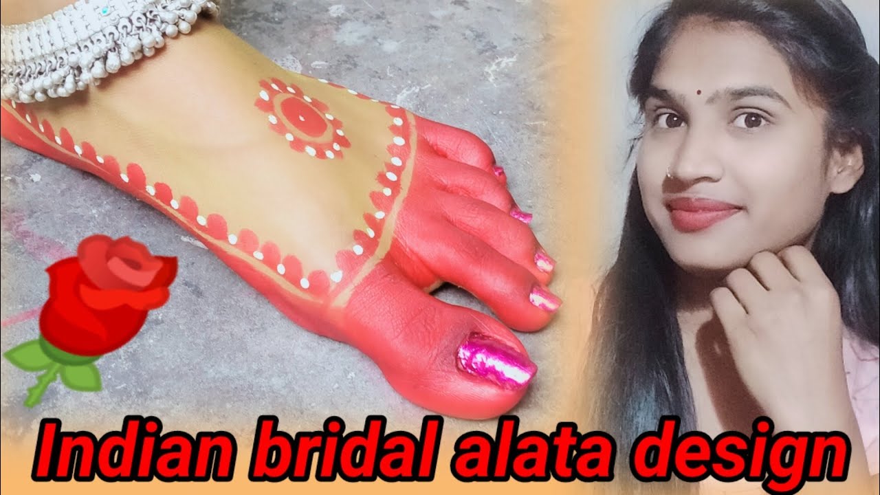 indian bridal alata design for feet mahawar lagane ka design - YouTube