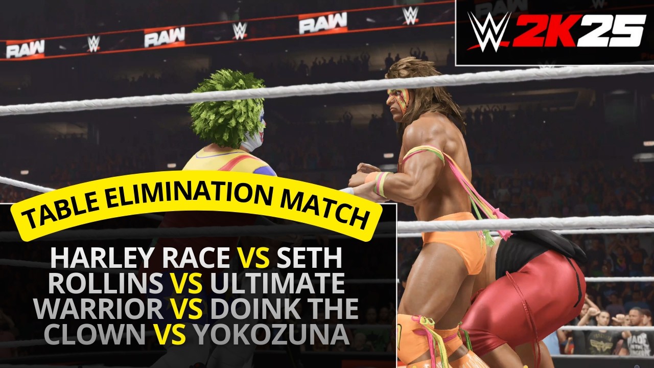 WWE 2K25 – Harley Race vs Seth Rollins vs Ultimate Warrior vs Doink vs ...