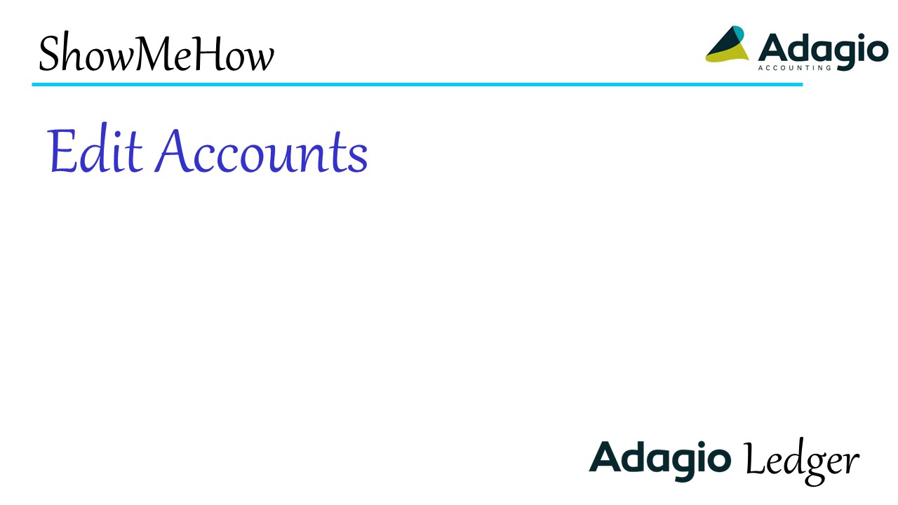 Adagio Ledger - Accounts - YouTube