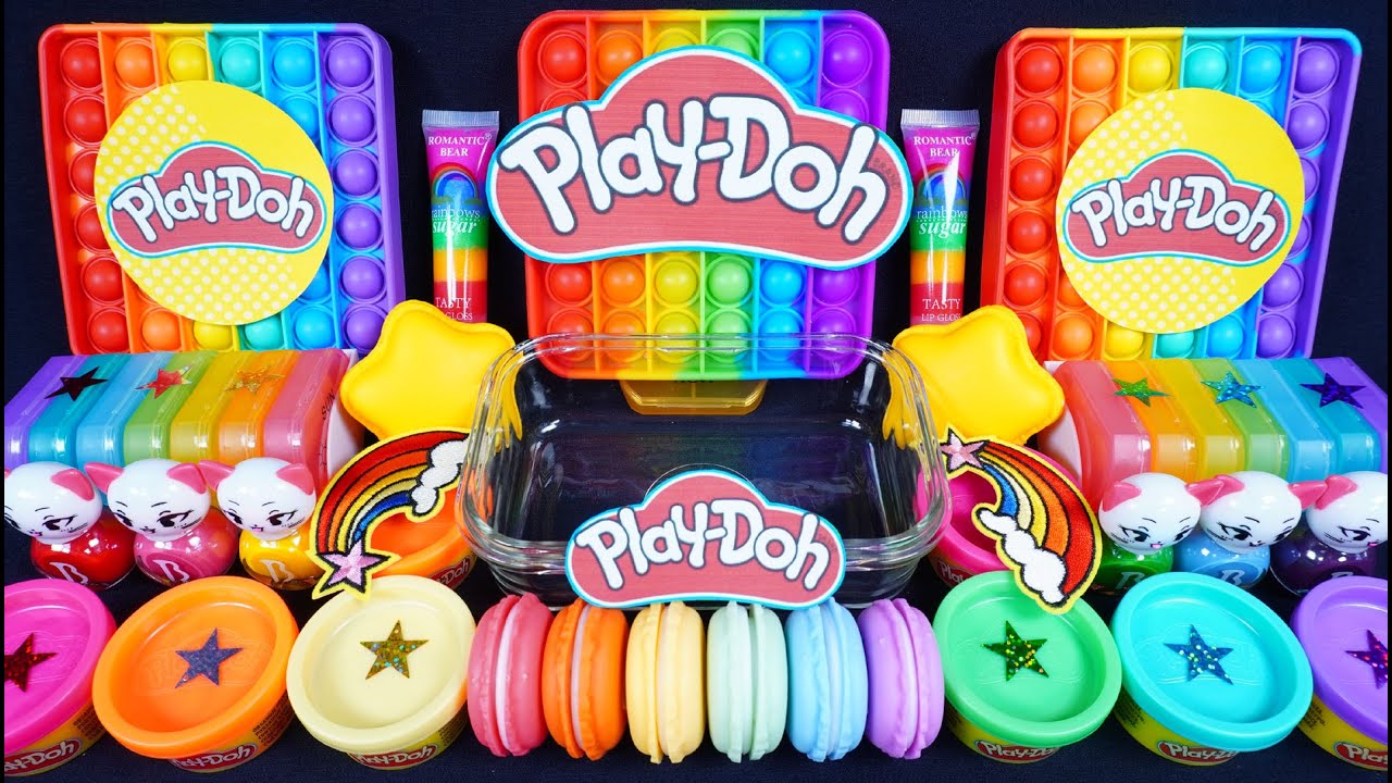 [30minutes Video] "Play-Doh" Slime. Mixing Makeup,Lipstick into clear ...