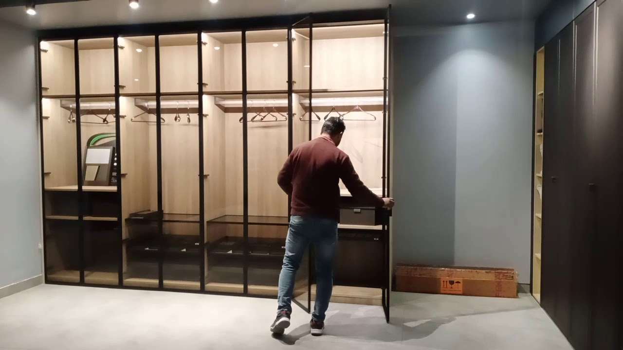Glass shutter wardrobe - YouTube
