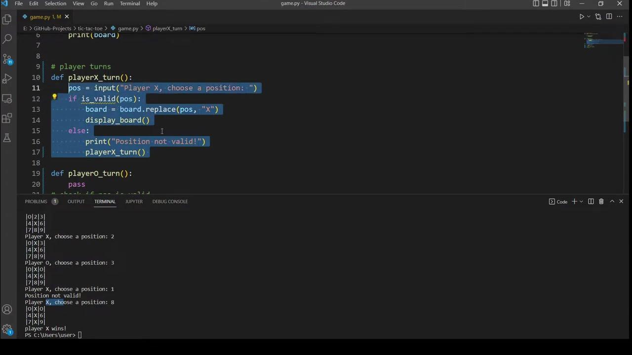 Project #2 -Tic Tac Toe(using Python) - YouTube