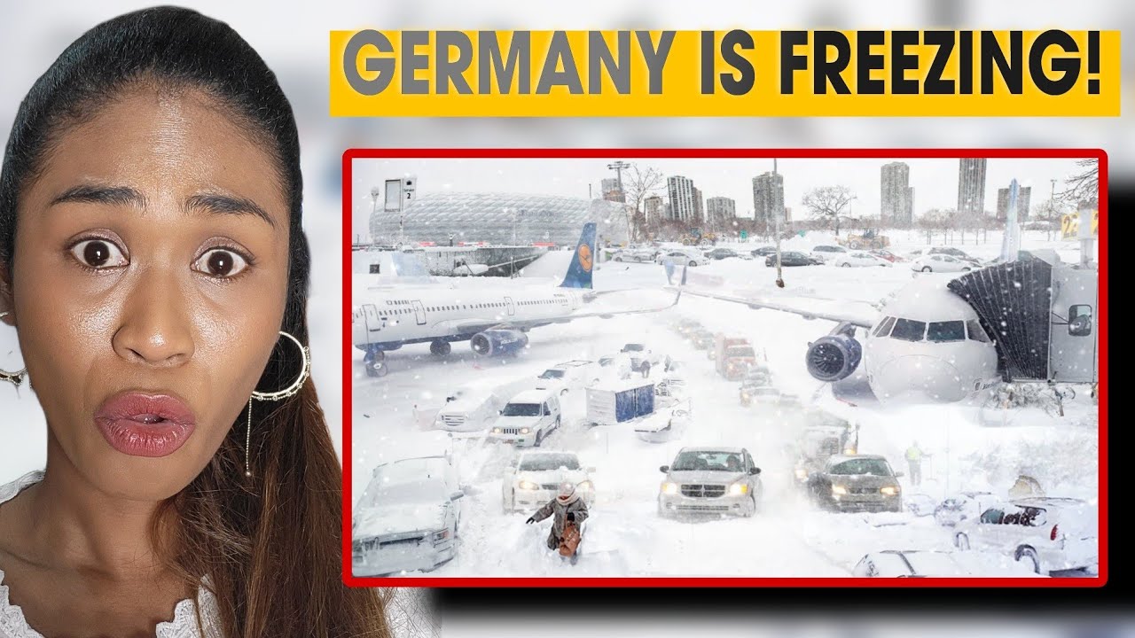 Germany is Freezing! Munich Airport is covered with snow, Snow Storm in ...