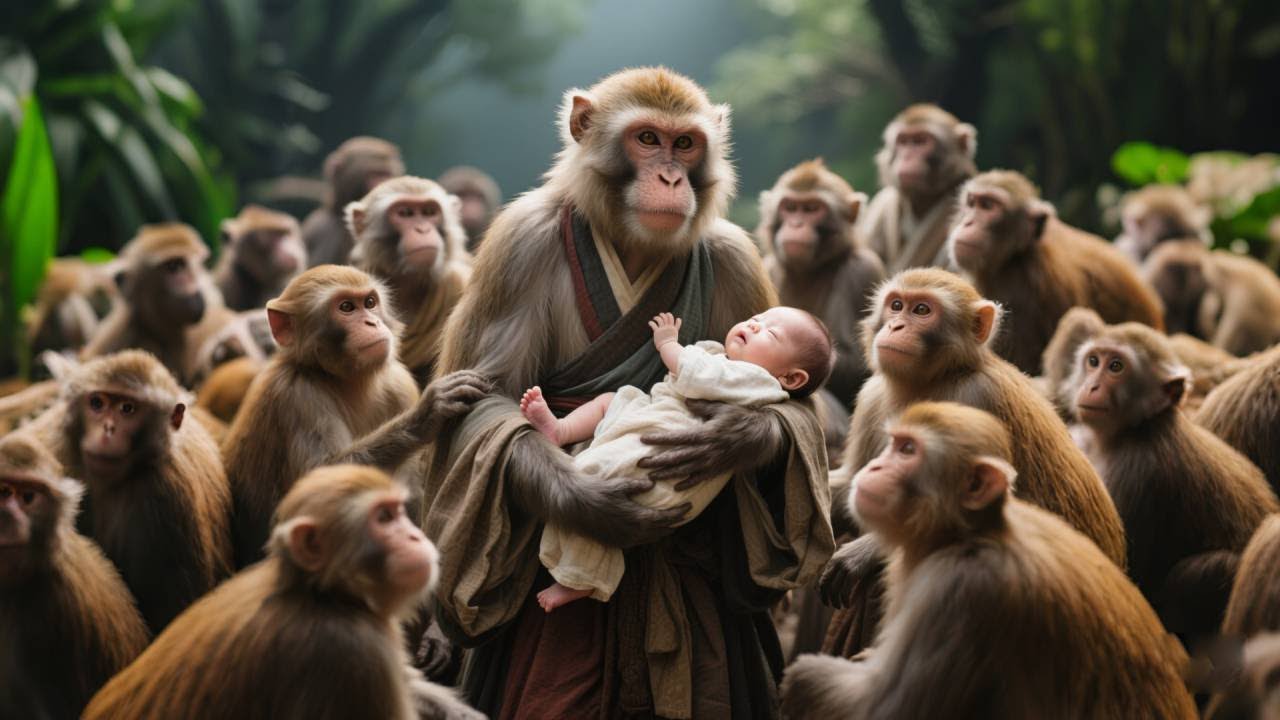 【ENGSUB】A group of monkeys found a human baby and raised him. The boy ...
