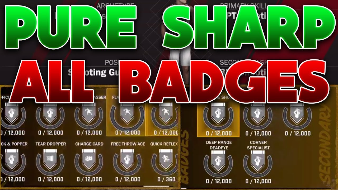 NBA 2K18 PURE SHARPSHOOTER PRIMARY AND SECONDARY BADGES! FULL BADGE ...