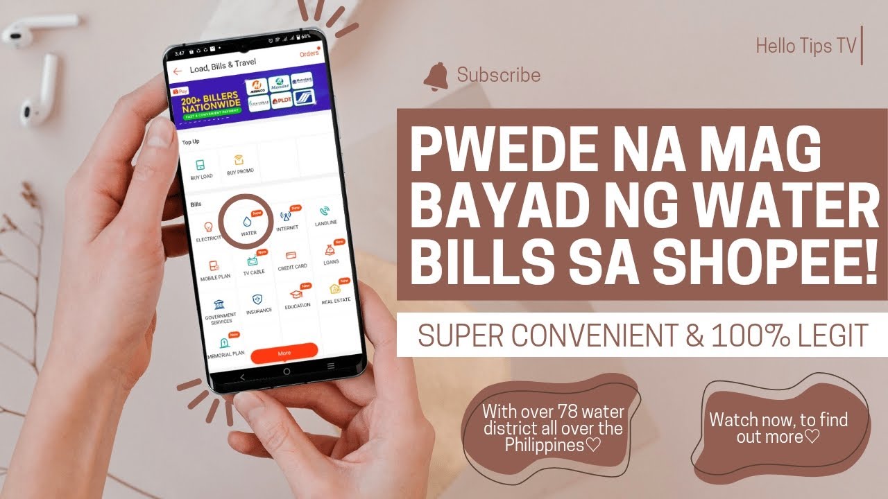 PAANO MAGBAYAD NG WATER BILL SA SHOPEE | Hello Tips TV - YouTube
