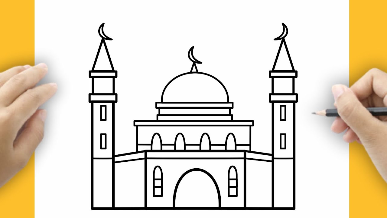How to draw mosque Nabawi step by step | Mosque Drawing - YouTube