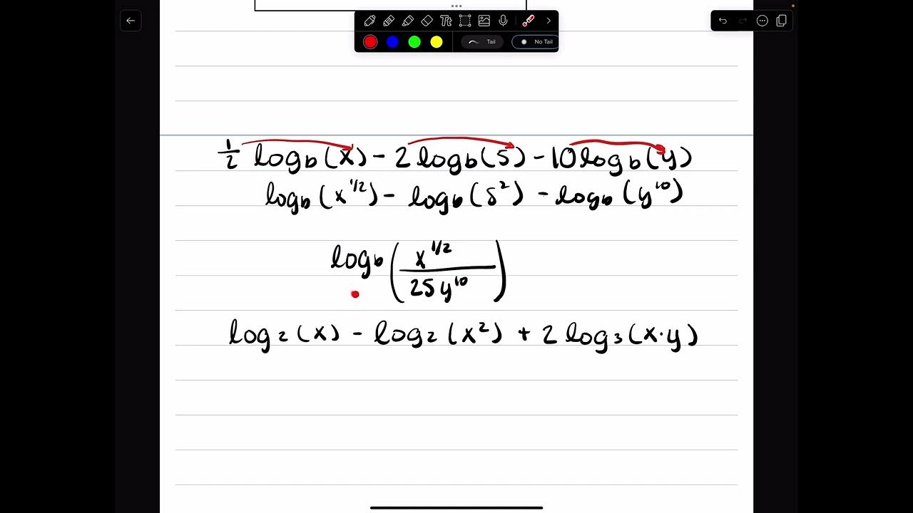 Expanding and Condensing Logarithms Part 3 - YouTube