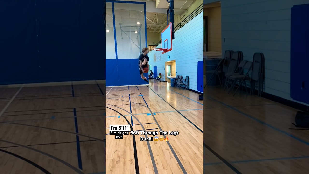 360 THROUGH THE LEGS DUNK!!🤯🔥 #basketball #shorts #short #trending # ...