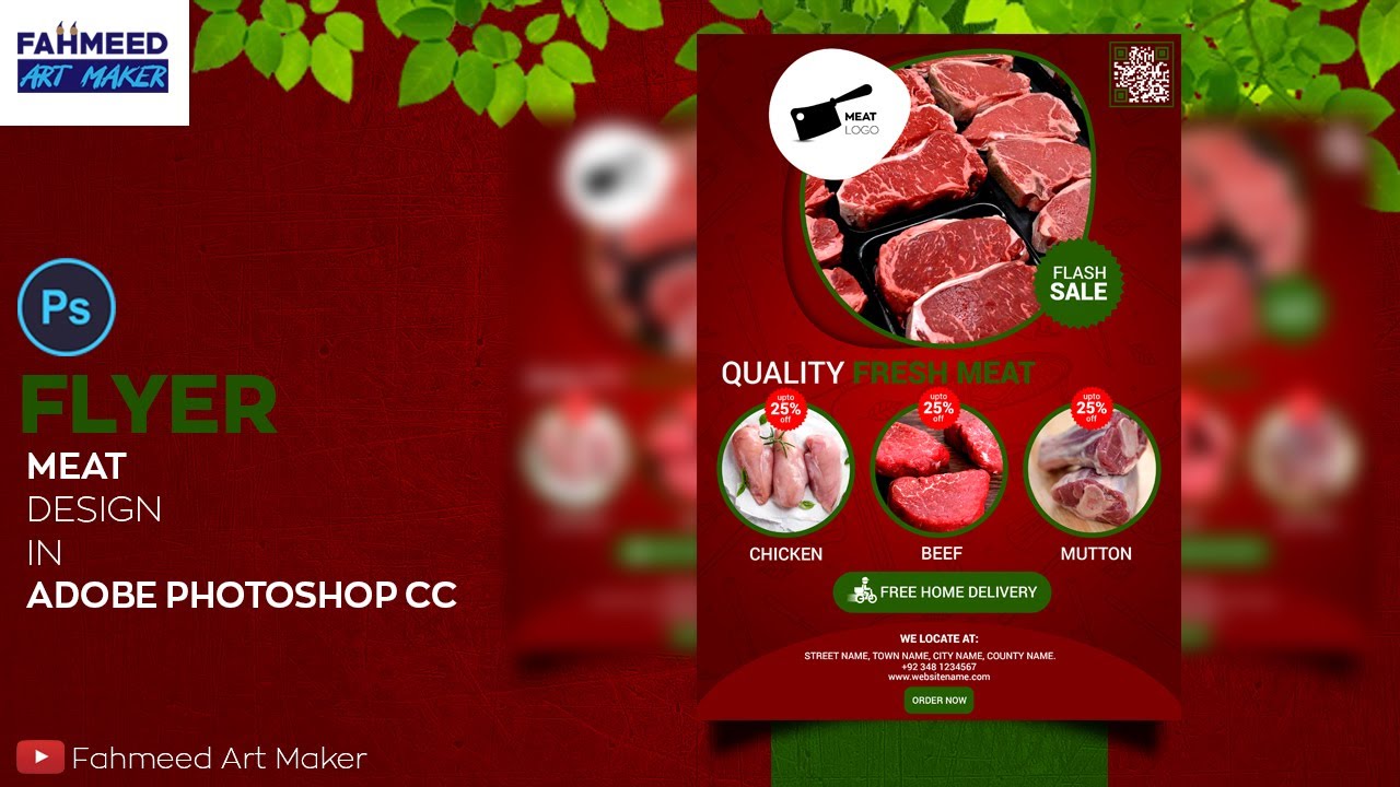 Meat Flyer Design In Adobe Photoshop CC - YouTube