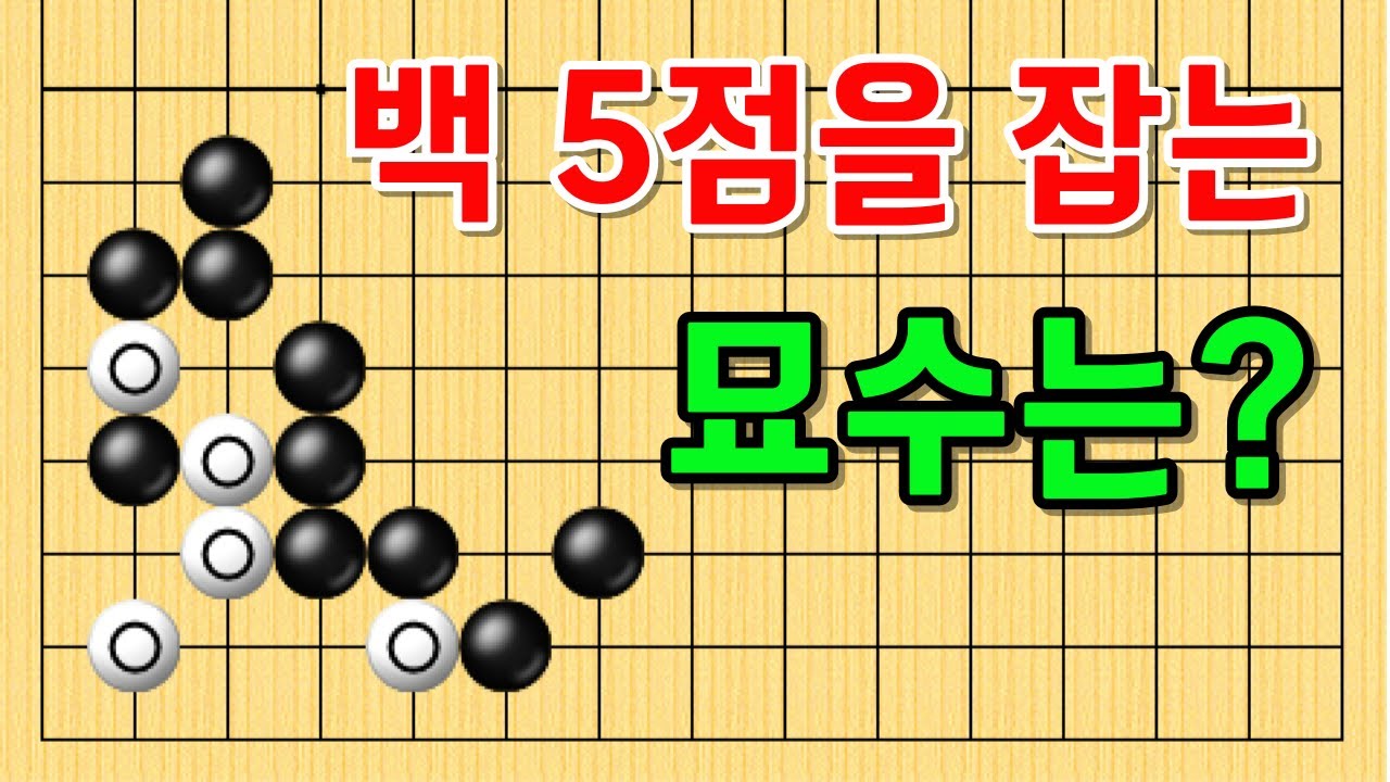 사활 바둑 묘수 백 5점을 잡는 묘수는 어디일까요 바둑 사활 바둑강좌 Youtube