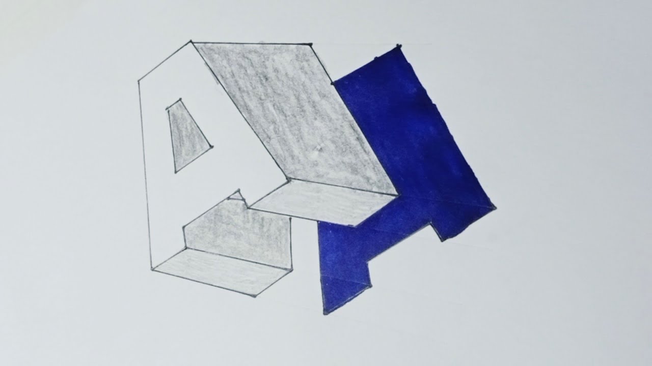 3D A | easy step by step 3d A drawing | kaise 3d picture banaye | 3d তে ...