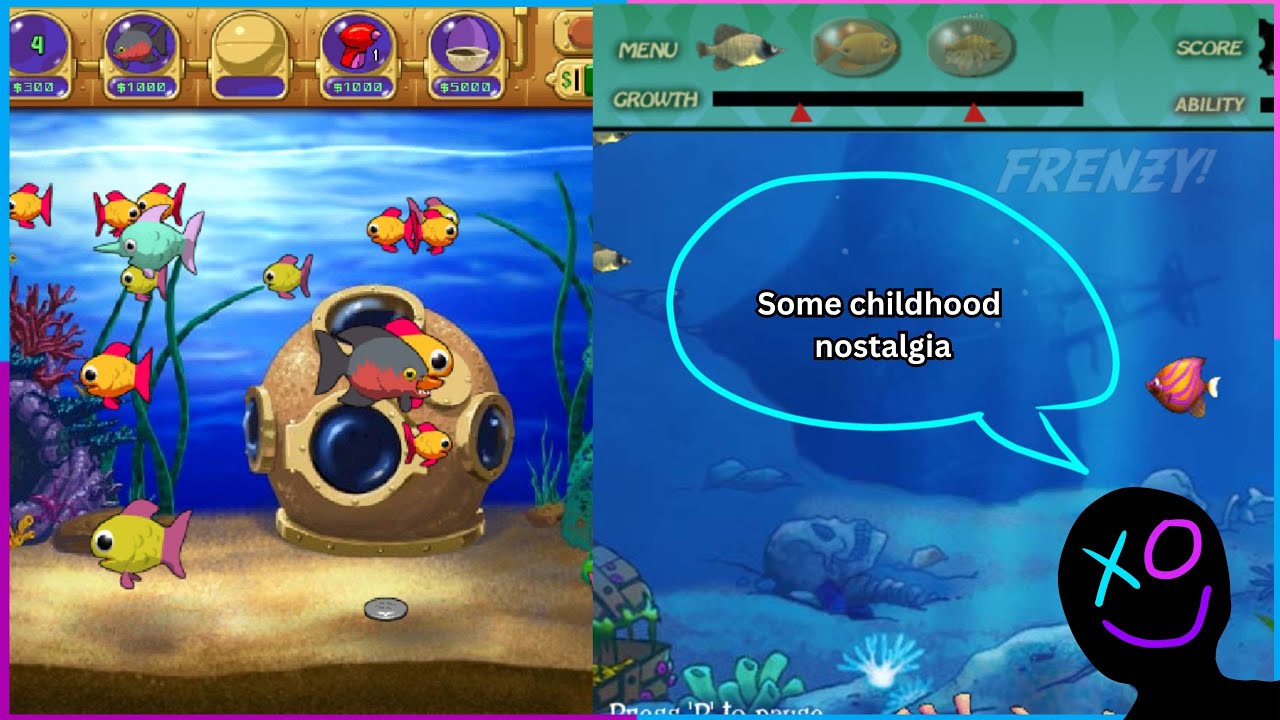 Playing 2 Childhood Classic Fish Games | Insaneaquarium | Feeding ...