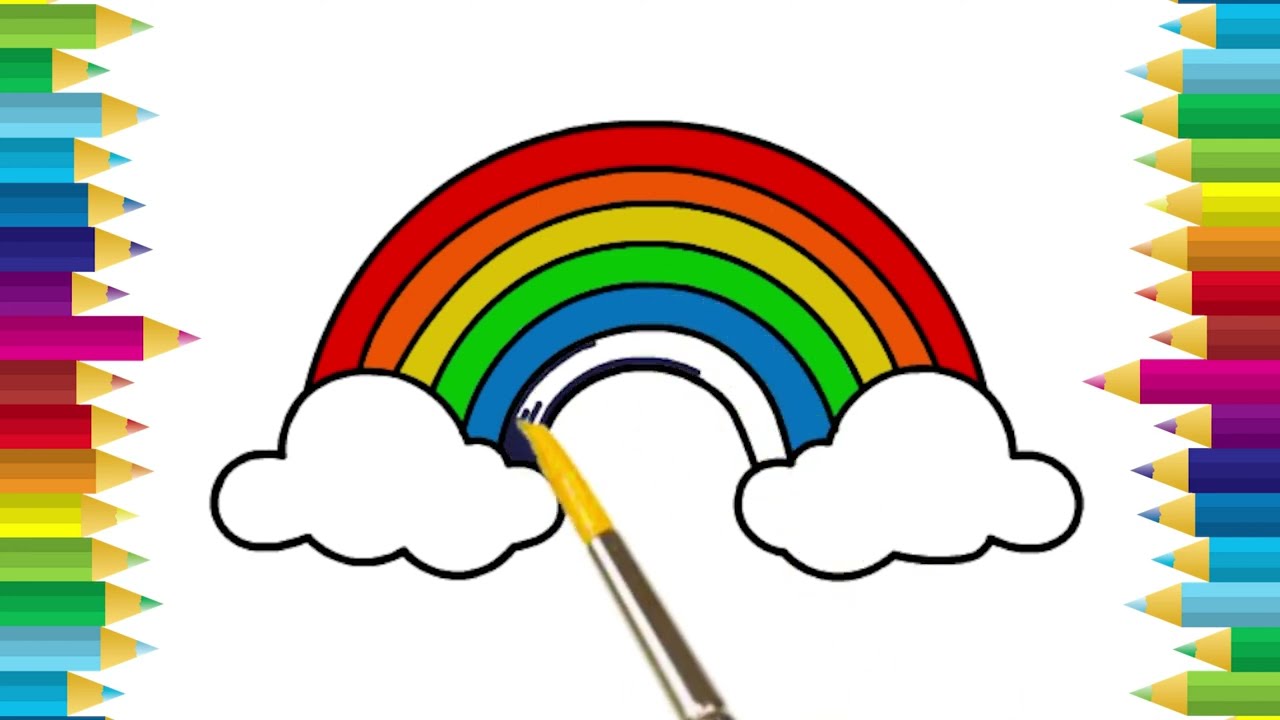 How to draw Rainbow Cloud | rainbow cloud drawing coloring for kids ...