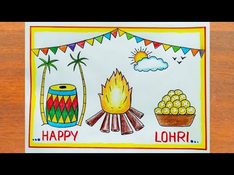 Happy Lohri Drawing Easy / Lohri Festival Drawing Easy Steps / Lohri ...