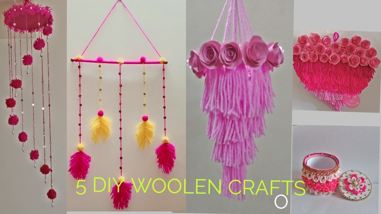 5 EADY DIY CRAFTS WITH WOOL/YARN | HANDMADE HOME DECORS WITH YARN - YouTube