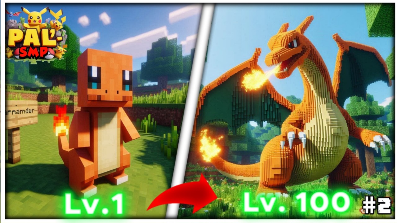 From Charmander to Charizard! Minecraft Level Up Journey [Part:-2 ...