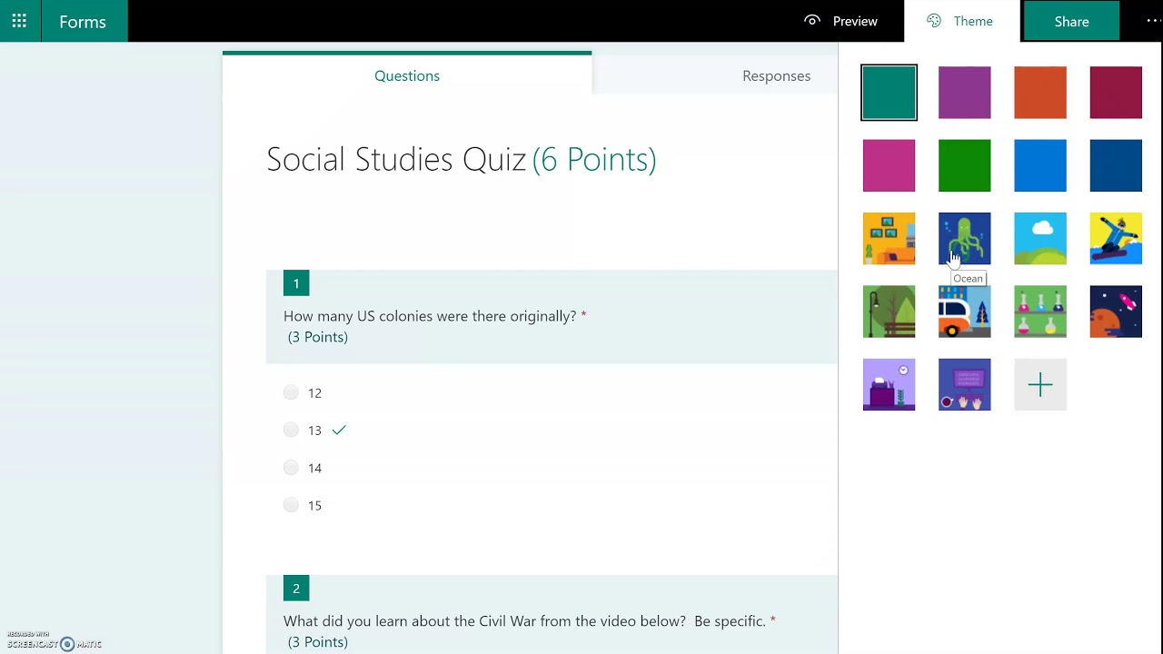 Microsoft Forms - Applying Themes (video #5) - YouTube