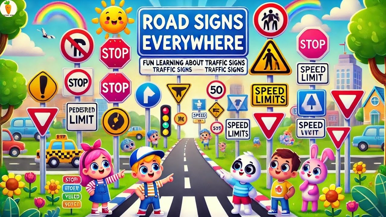 Road Signs Everywhere - Fun Learning About Traffic Signs | Cuteni Song ...
