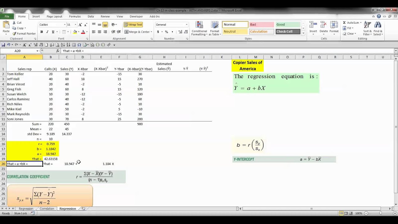 Simple linear regression using Excel - YouTube