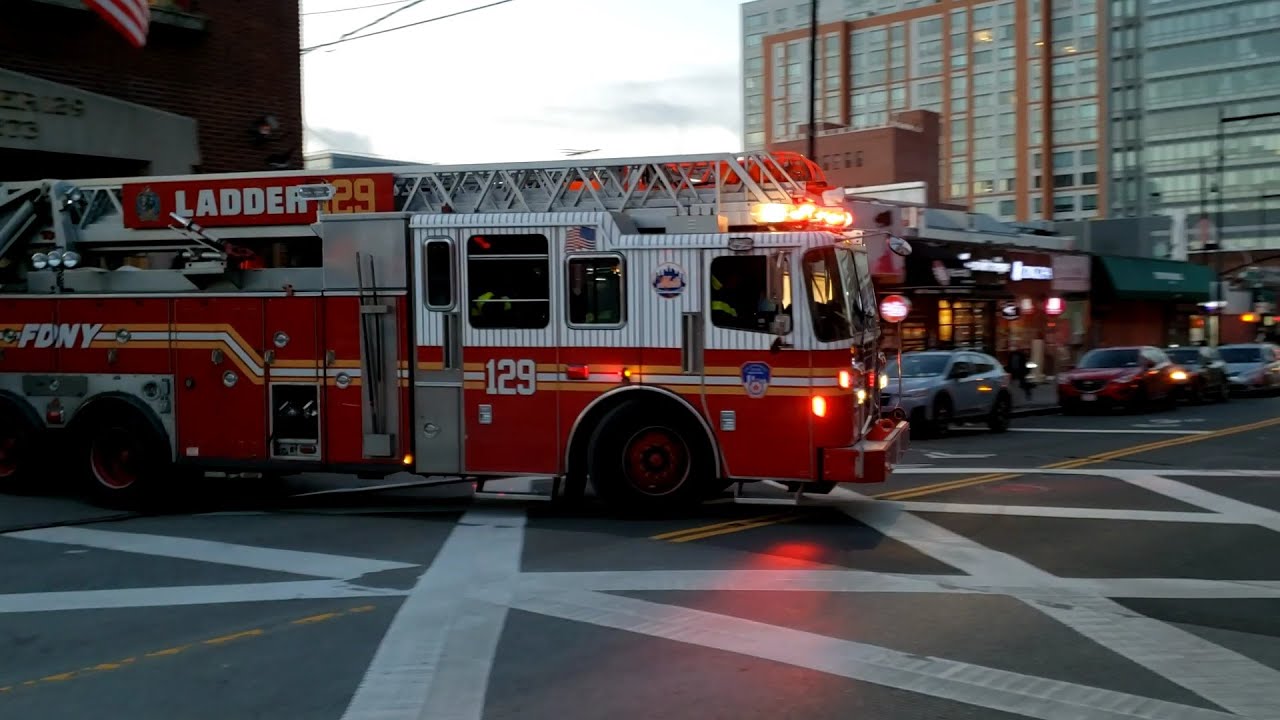 FDNY Engine 273 & Ladder 129 responding to smoke in a laundromat - YouTube