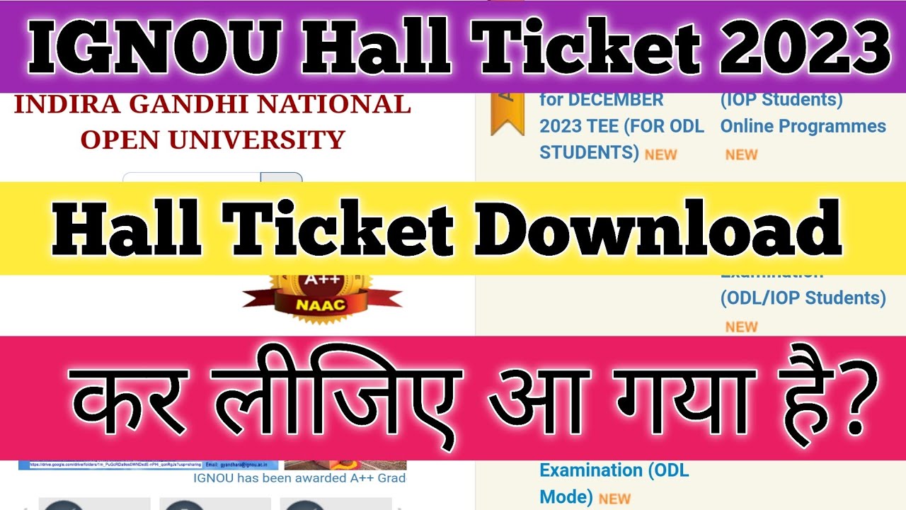 IGNOU Hall Ticket Download Released December 2023 - YouTube