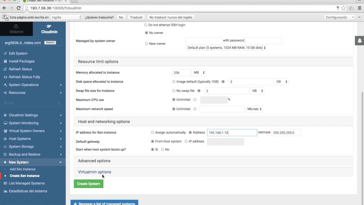 Crear vps en XEN con Cloudmin - YouTube