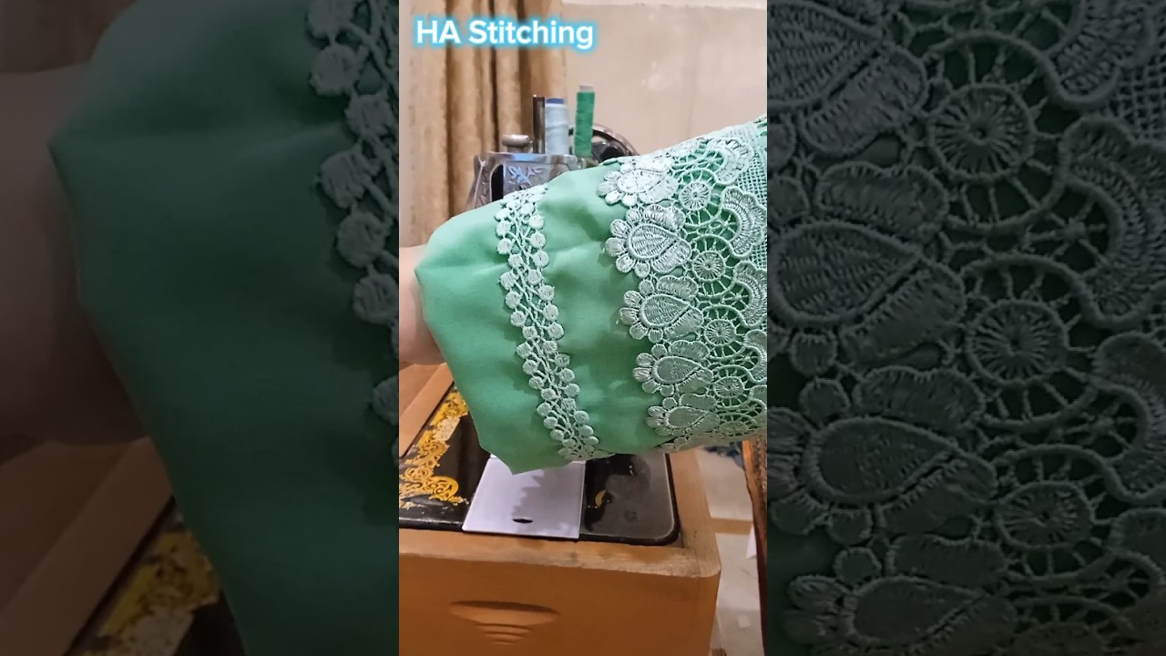 Simple Lace bazoo design 💚 |#stiching #handmade #viral #shortsfeed # ...