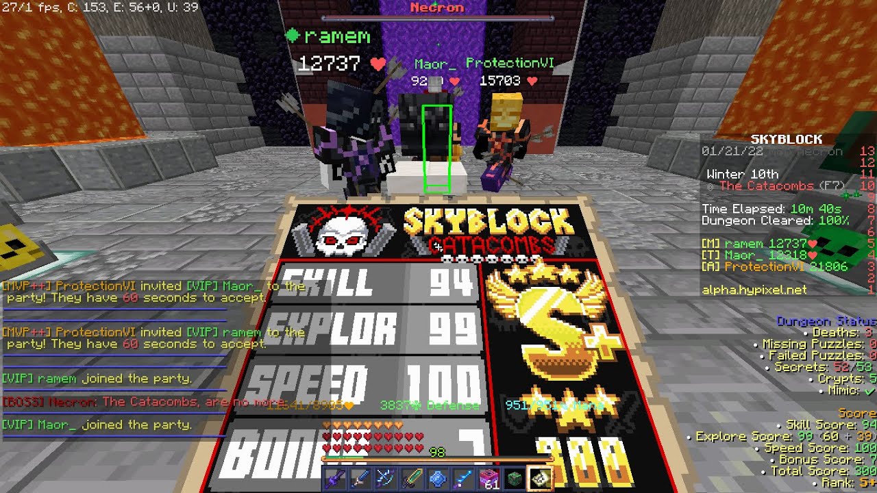 Getting S+ on F5 and F7 on ALPHA SERVER Hypixel skyblock! - YouTube