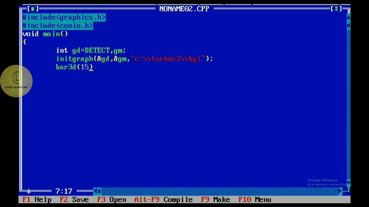 C Language Graphics Handling Bar3d Codelearning Youtube