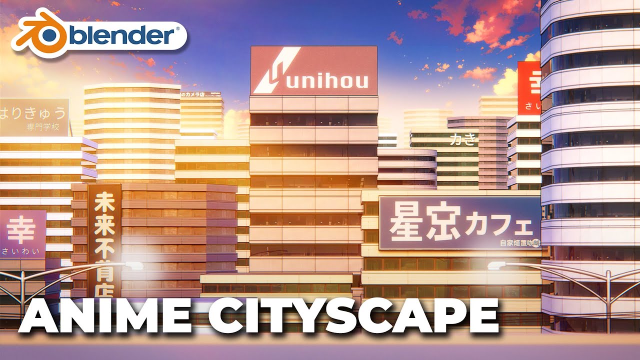 Anime Cityscape | Blender Timelapse - YouTube
