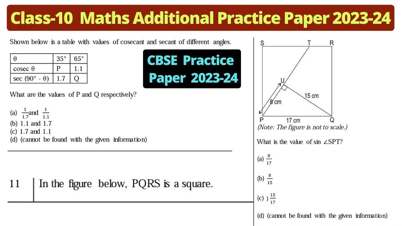 Shown below is a table with values of cosecant and secant of different ...