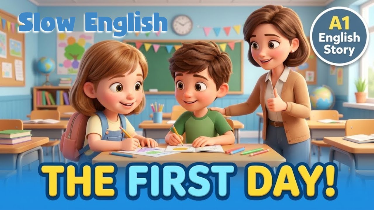 The First Day of School 🏫 | Learn English Classroom Vocabulary (A1 ...