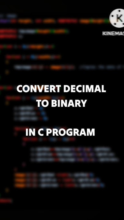 Convert Decimal Into A Binary Code Cprogramming Programming Code Coding Youtube