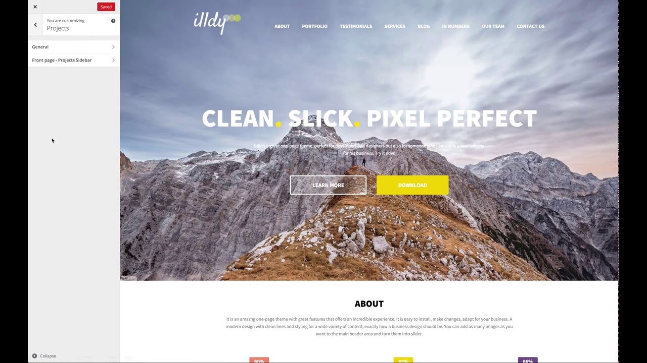 How to Setup Projects Section For Illdy One Page WordPress Theme - YouTube