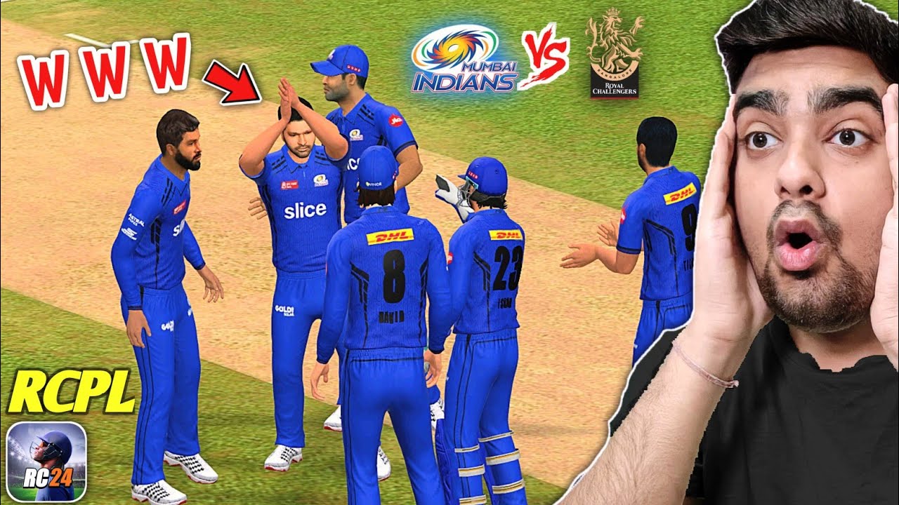 ROHIT SHARMA ON *HAT-TRICK* MI Vs RCB HARD MODE RC 24 (Real Cricket 24 ...