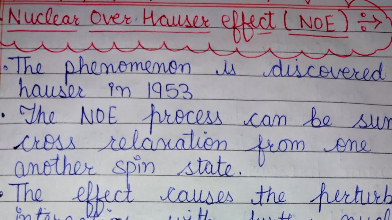 Nuclear over Hauser effect (NOE)~NMR spectroscopy M.sc., B.Sc organic ...