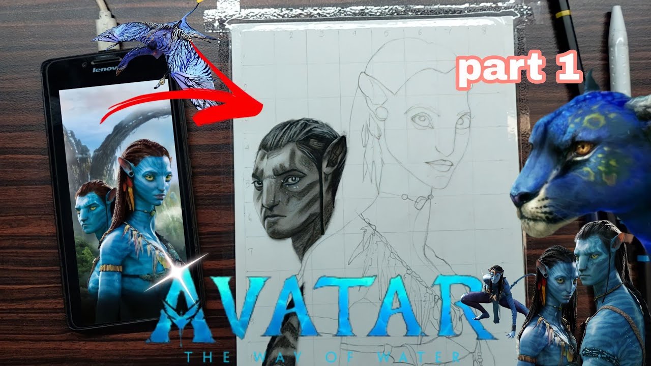 Drawing Avatar: The way of water | charcoal pencil drawing - YouTube