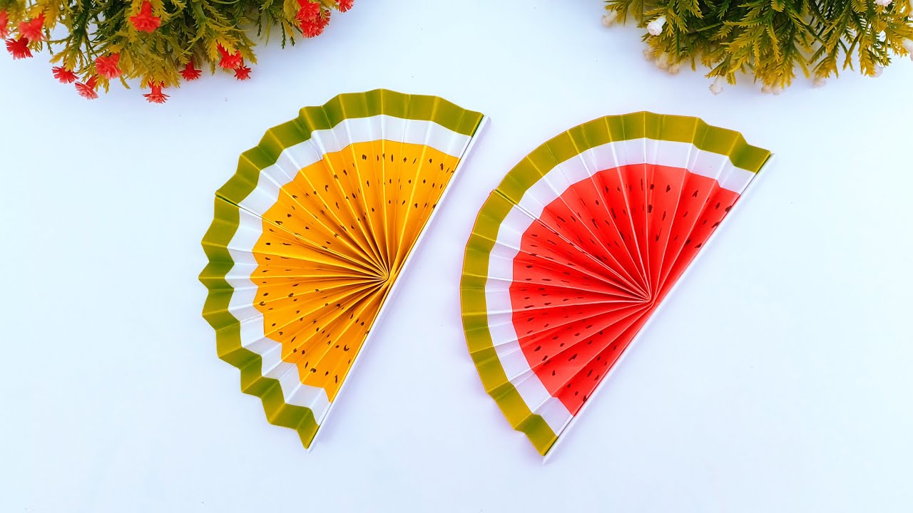 DIY Watermelon Hand Fan | Cute Paper Pop Up Fans | Handmade Paper ...