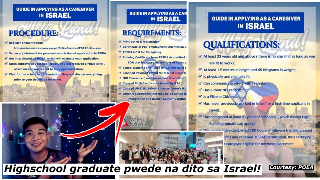 Requirements/ Qualifications para magapply dito sa Israel. Highschool ...