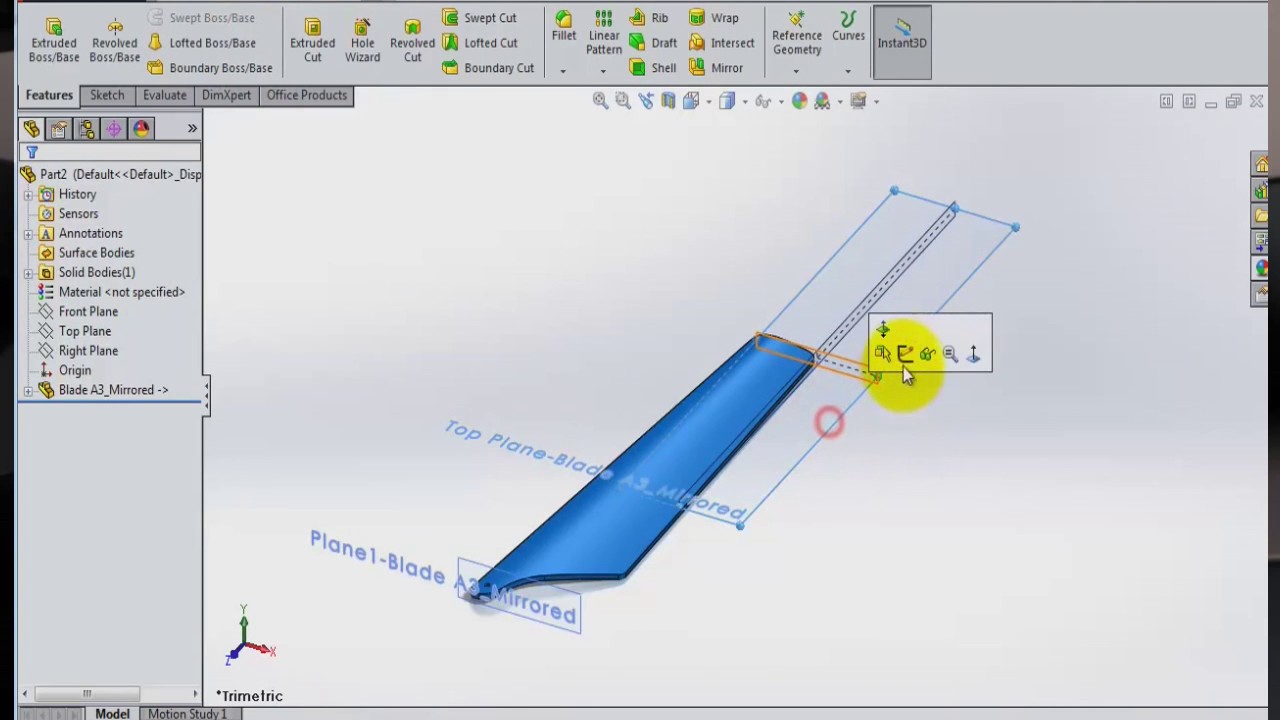 Tutorial SolidWorks How to Create Helicopter Part Blade B3 By mirroring ...