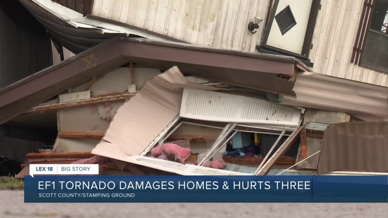 EF1 tornado hits Stamping Ground mobile home park - YouTube