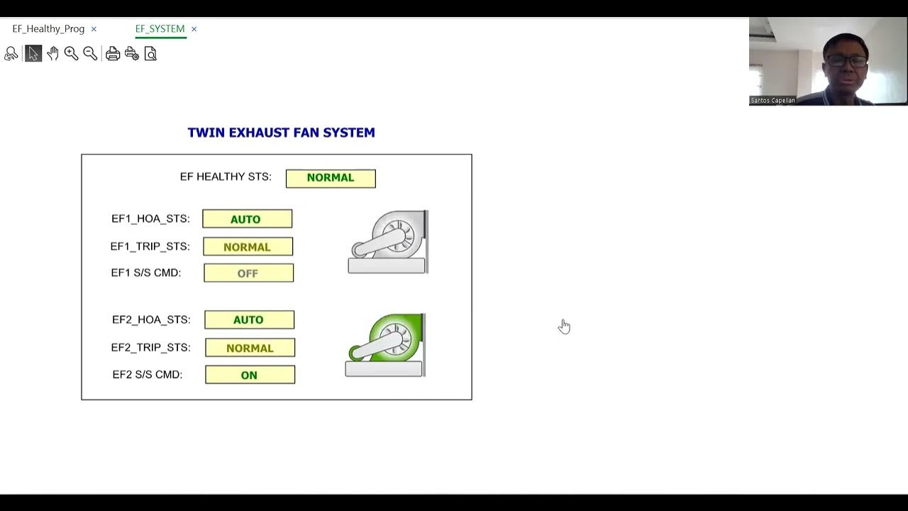 Simulation of SCRIPT control logic program for Twin Exhaust Fan. Simple programming. Part 3 ...