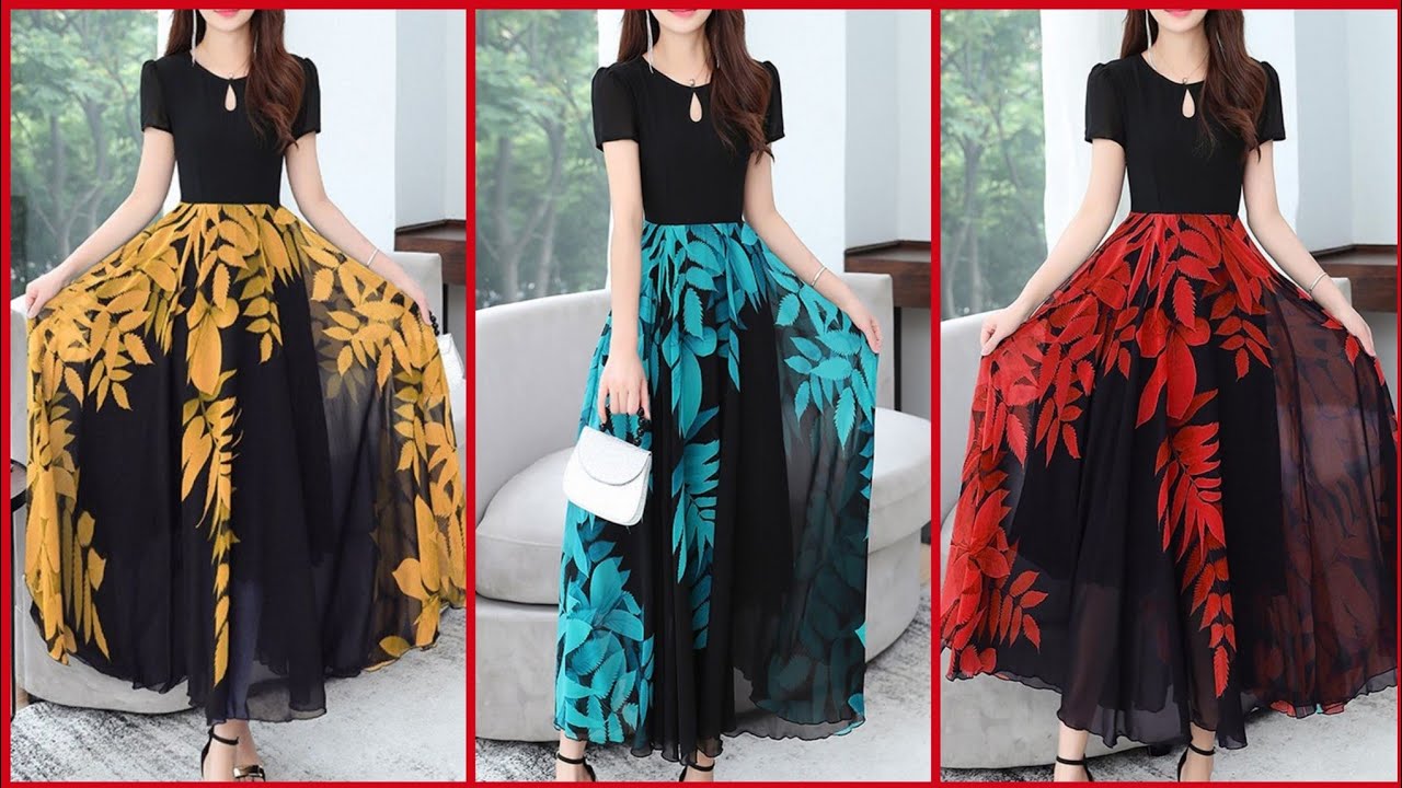 New Style's Women's Floral Print Chiffon Maxi Dress Design 2021 ...