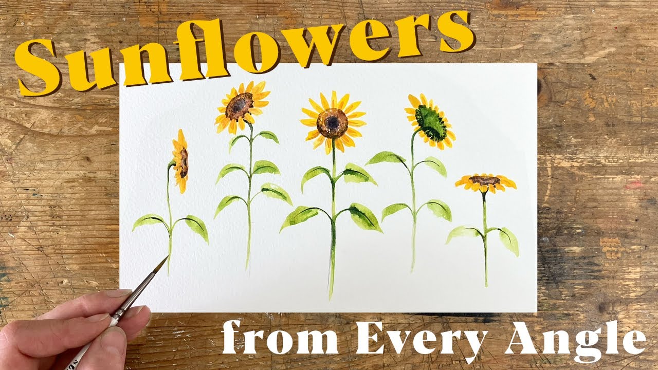 Painting Sunflowers from Every Angle in Watercolor Step by Step ...