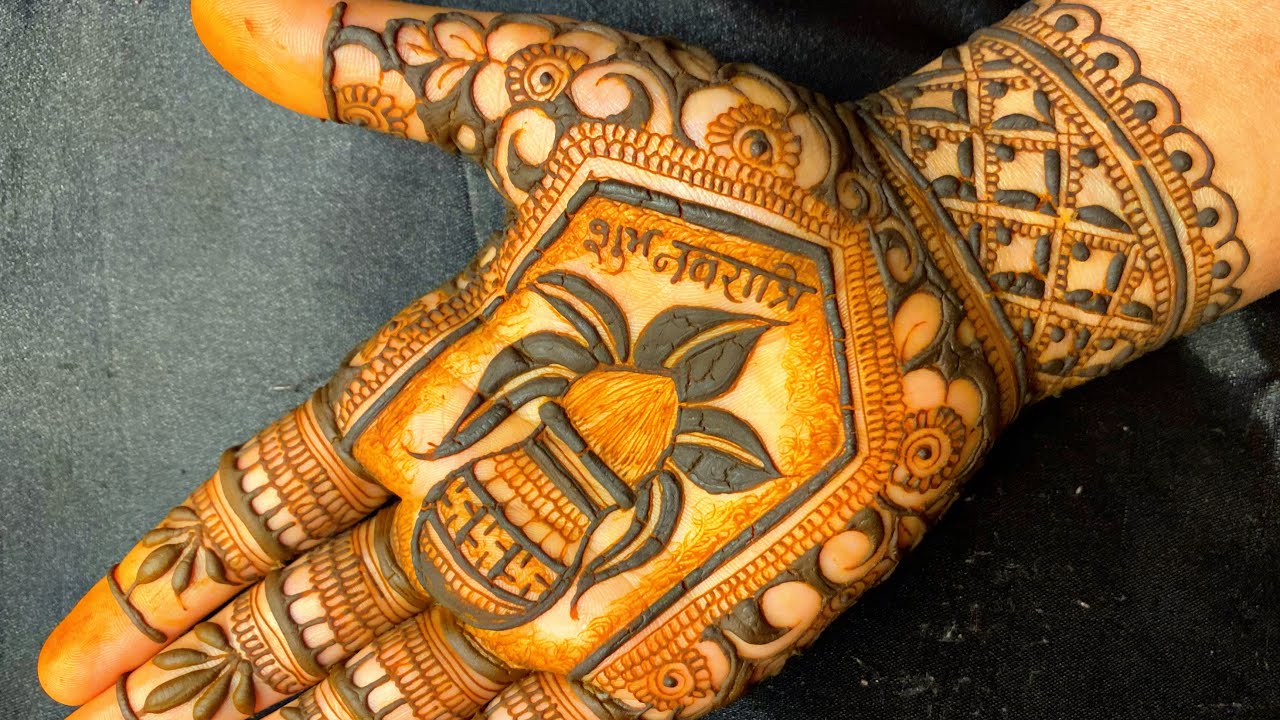 Navratri mehandi design |Kalash Mehandi Design | New mehandi Design ...