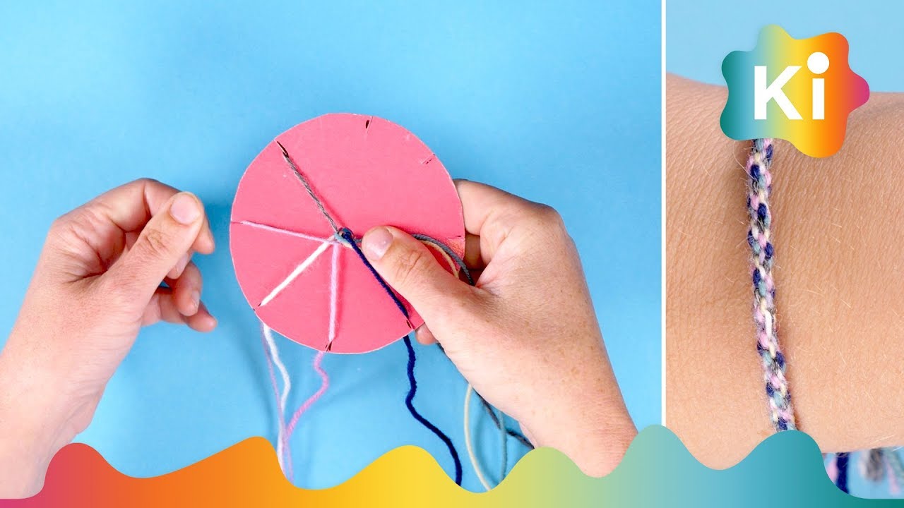 Flett stilige armbånd med en pappsirkel og garn - DIY - YouTube