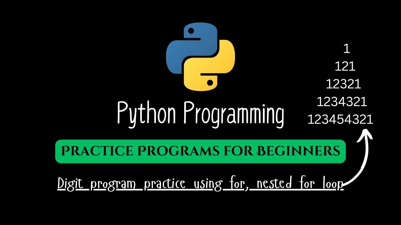 Digit Pyramid Program Practice In Python Python Practice Program Python For Beginners Youtube