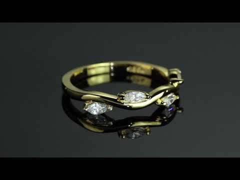 Item 62254 - Marquise-Cut Cubic Zirconia Twisted Vine Ring .40 TCW 18k Gold-Plated