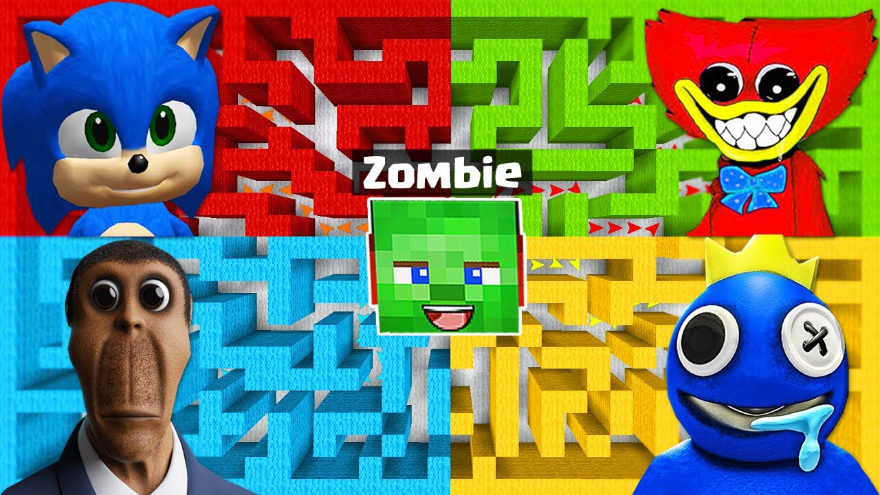 CHOOSE A MAZE SONIC RAINBOW FRIENDS OBUNGA HUGGY WUGGY IN MINECRAFT ...